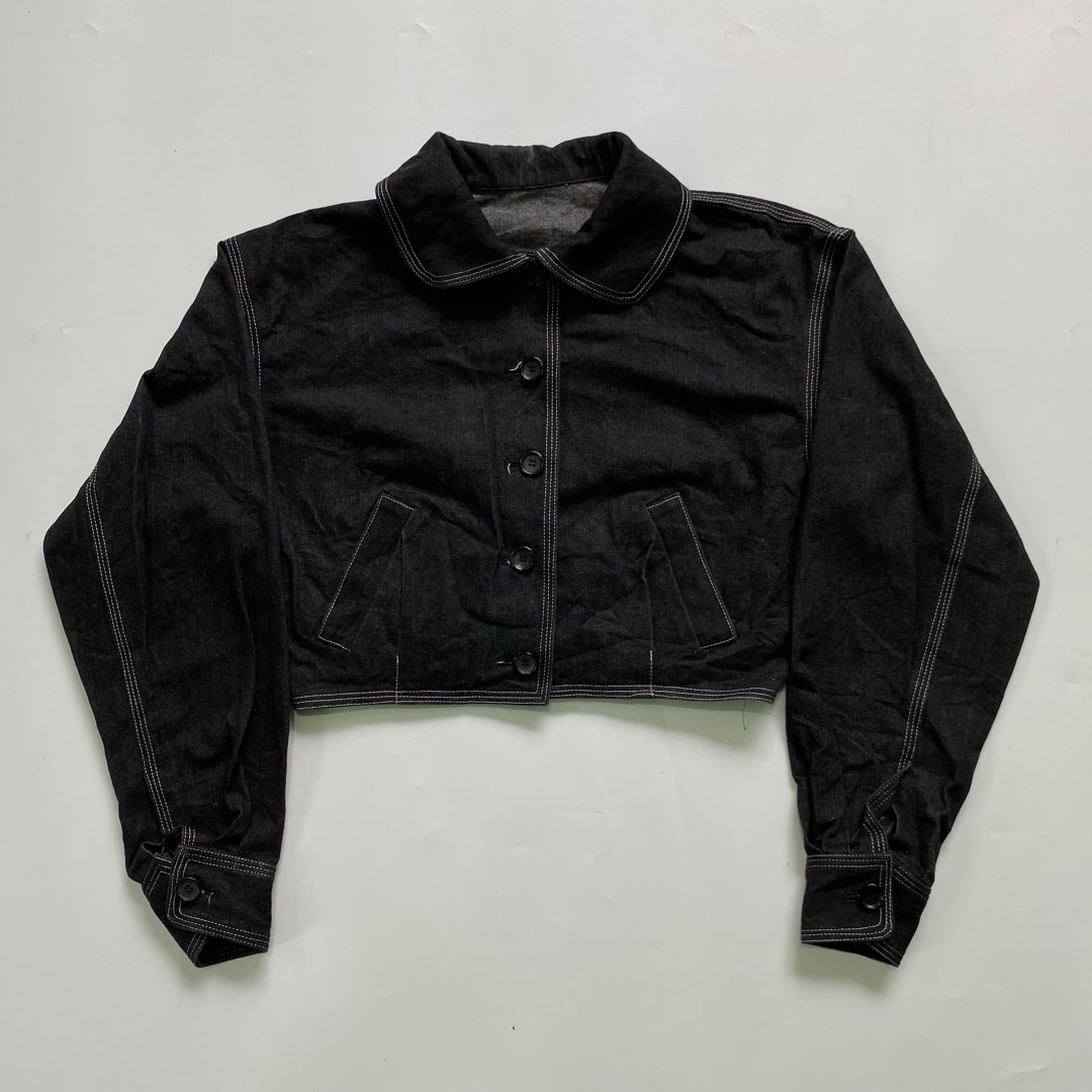 Raw Japanese Denim by Pou Dou Dou Cropped Denim Jacket, Women's Fashion ...