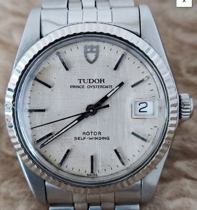 ROLEX-TUDOR Oysterdate 74034 LINEN Dial Automatic 18K WG & Steel 34mm ...