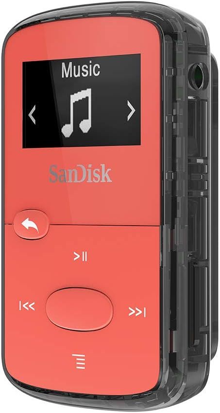 SanDisk 8GB Clip Jam MP3 Player, Red - microSD card slot and FM Radio ...