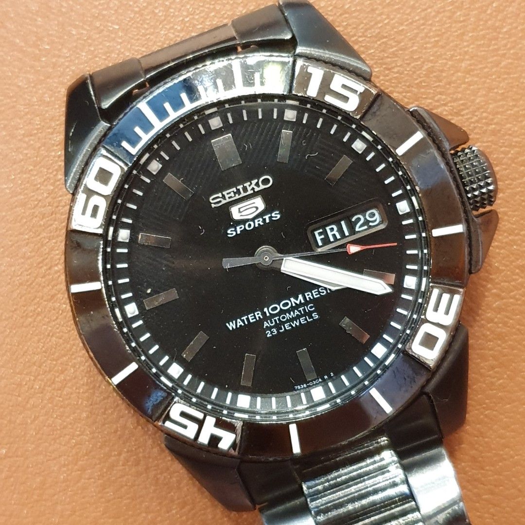 Seiko 5 Sports 7S36-02G0 Automatic Black 40mm, Men's Fashion, Watches ...
