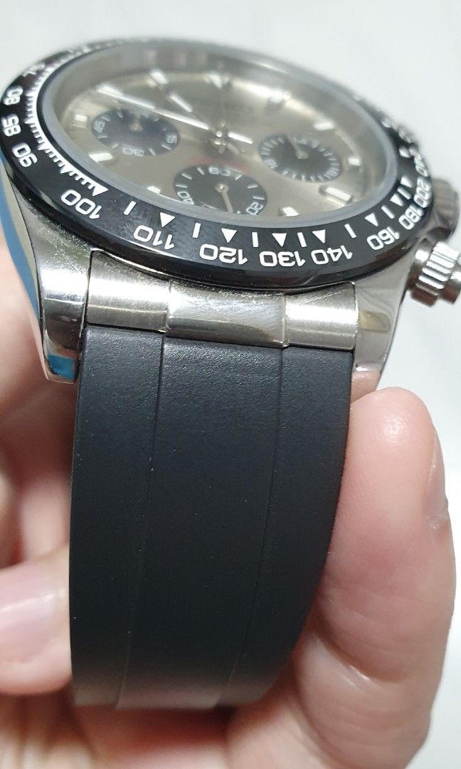 Seiko rolex daytona ghost mod on rubber strap spare oyster bracelet ...