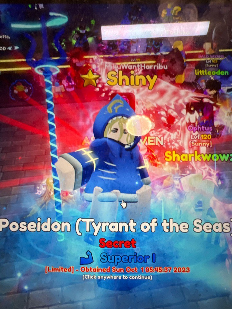 Selling shiny Poseidon anime adventure roblox, Video Gaming, Video ...