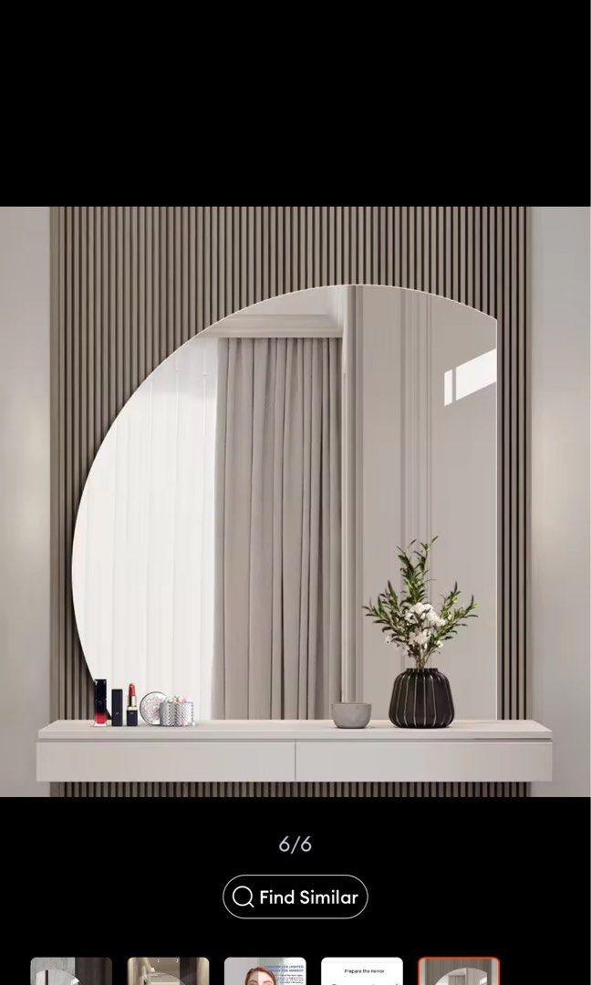 Semi circle mirror 80cm, Furniture & Home Living, Home Decor, Mirrors ...