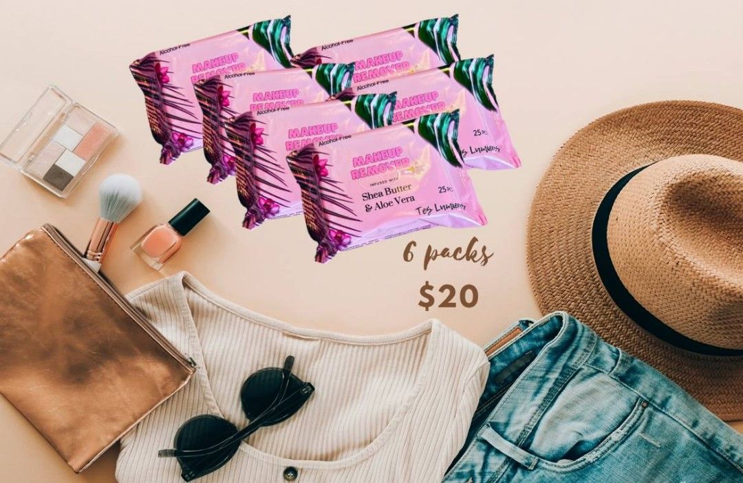 Shea Butter & Aloe Vera Makeup Remover / Wipes (6 packs is $20), Beauty ...