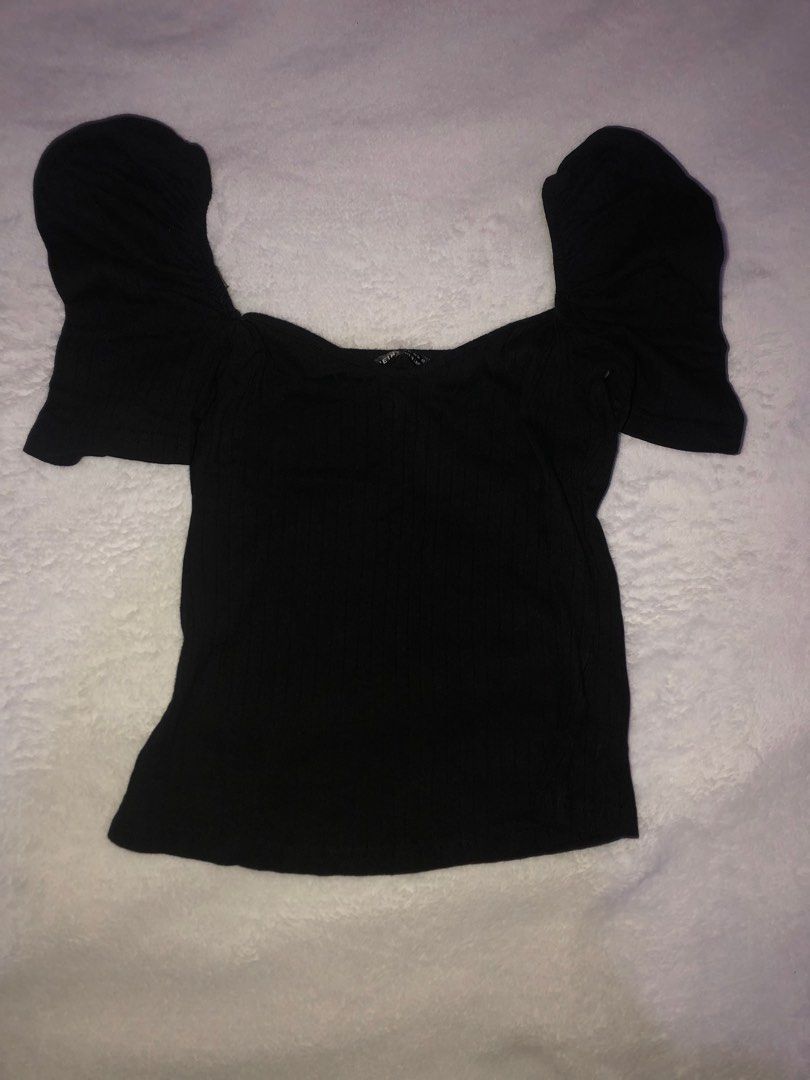 Shein Black Puff Top, Women's Fashion, Tops, Blouses on Carousell