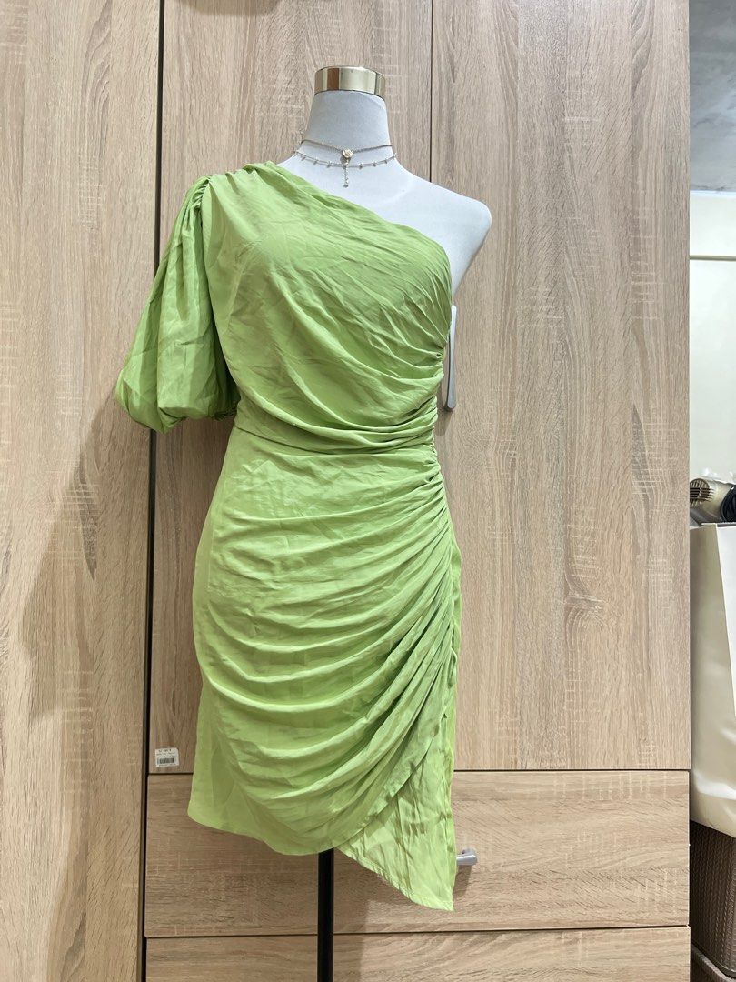 SHEIN one sided avocado green dress, Women's Fashion, Dresses & Sets ...