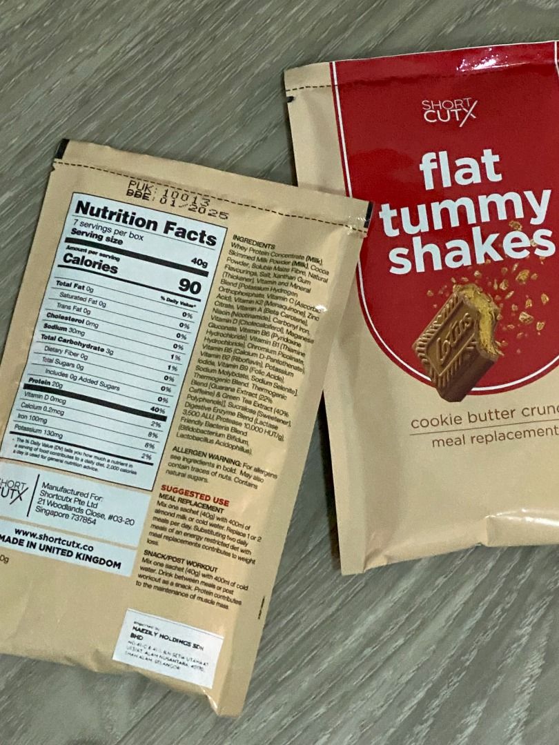 Shortcutx Flat Tummy Shake (Cookie Butter Crunch), Health & Nutrition ...
