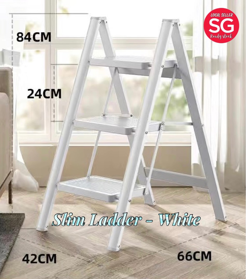 Slim Ladder - white - 3 or 4 steps, Furniture & Home Living, Home ...