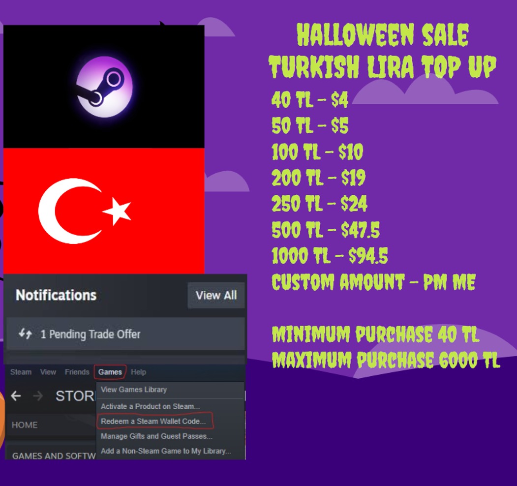 Steam Turkey Top up Gift card/Steam Market, Video Gaming, Gaming ...