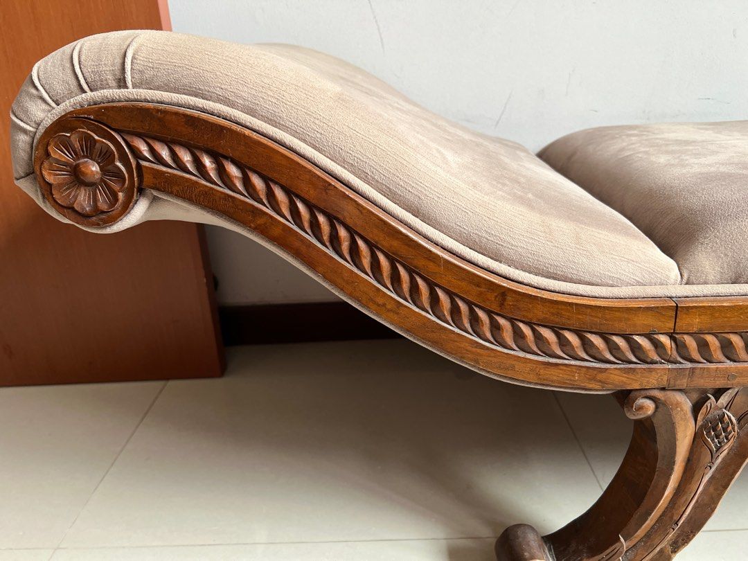 Teak Balinese Style Bench with Upholstered Cushion with side table ...