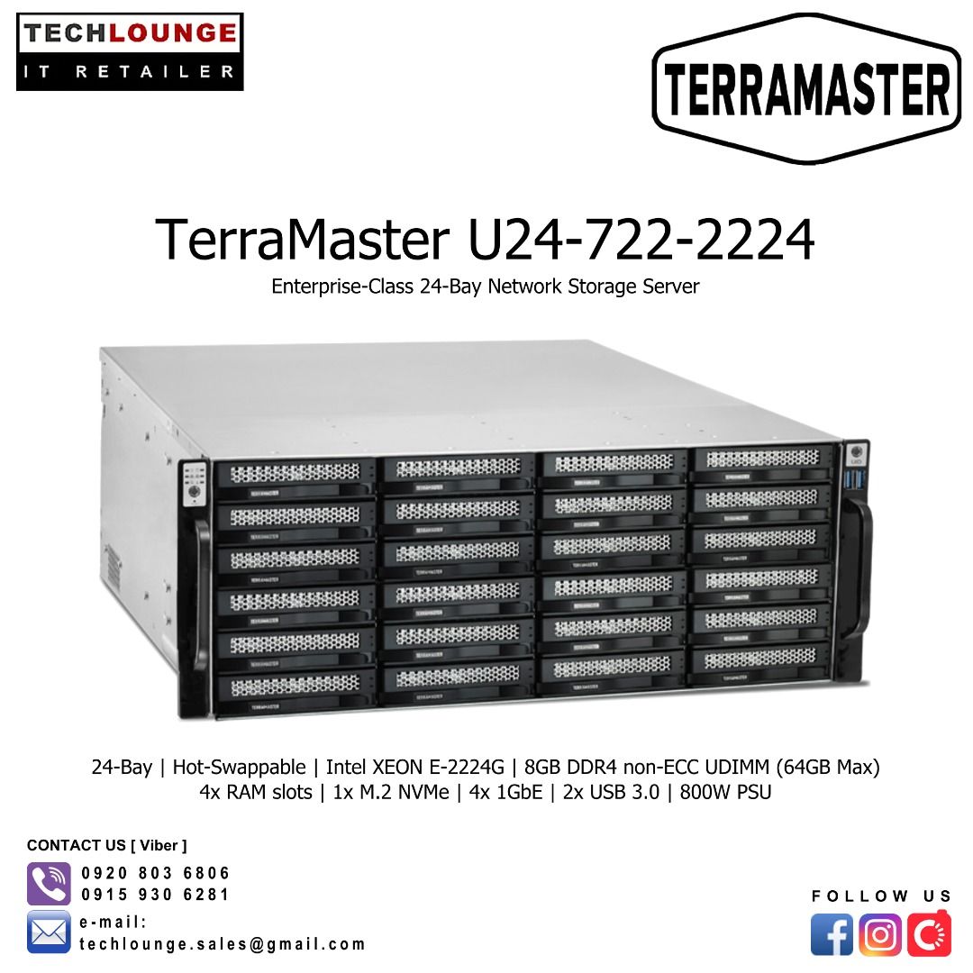 TERRAMASTER ENTERPRISE RACKMOUNT NAS (U24-722-2224) 24-Bay, Hot ...