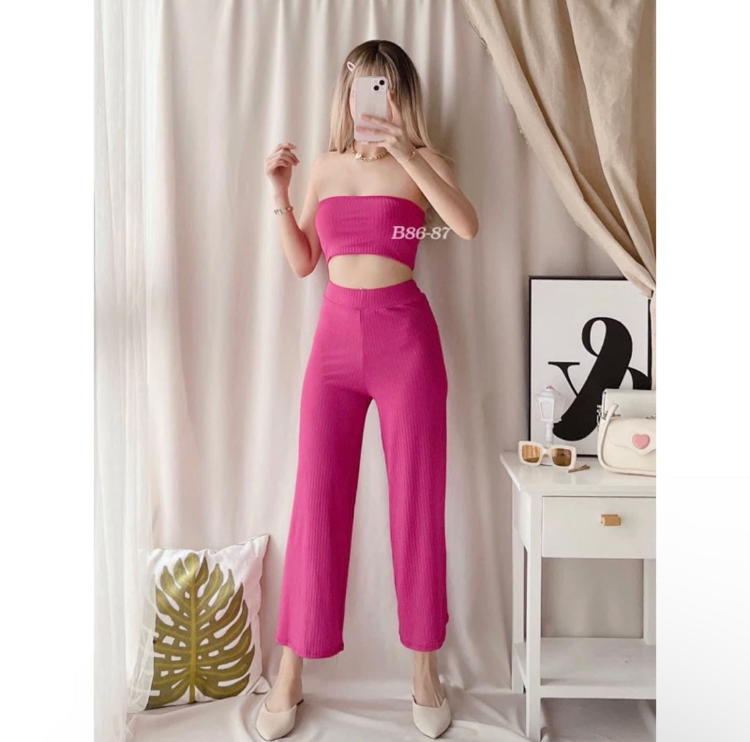 Pink Tube and Pants coords, Women's Fashion, Dresses & Sets, Sets or ...
