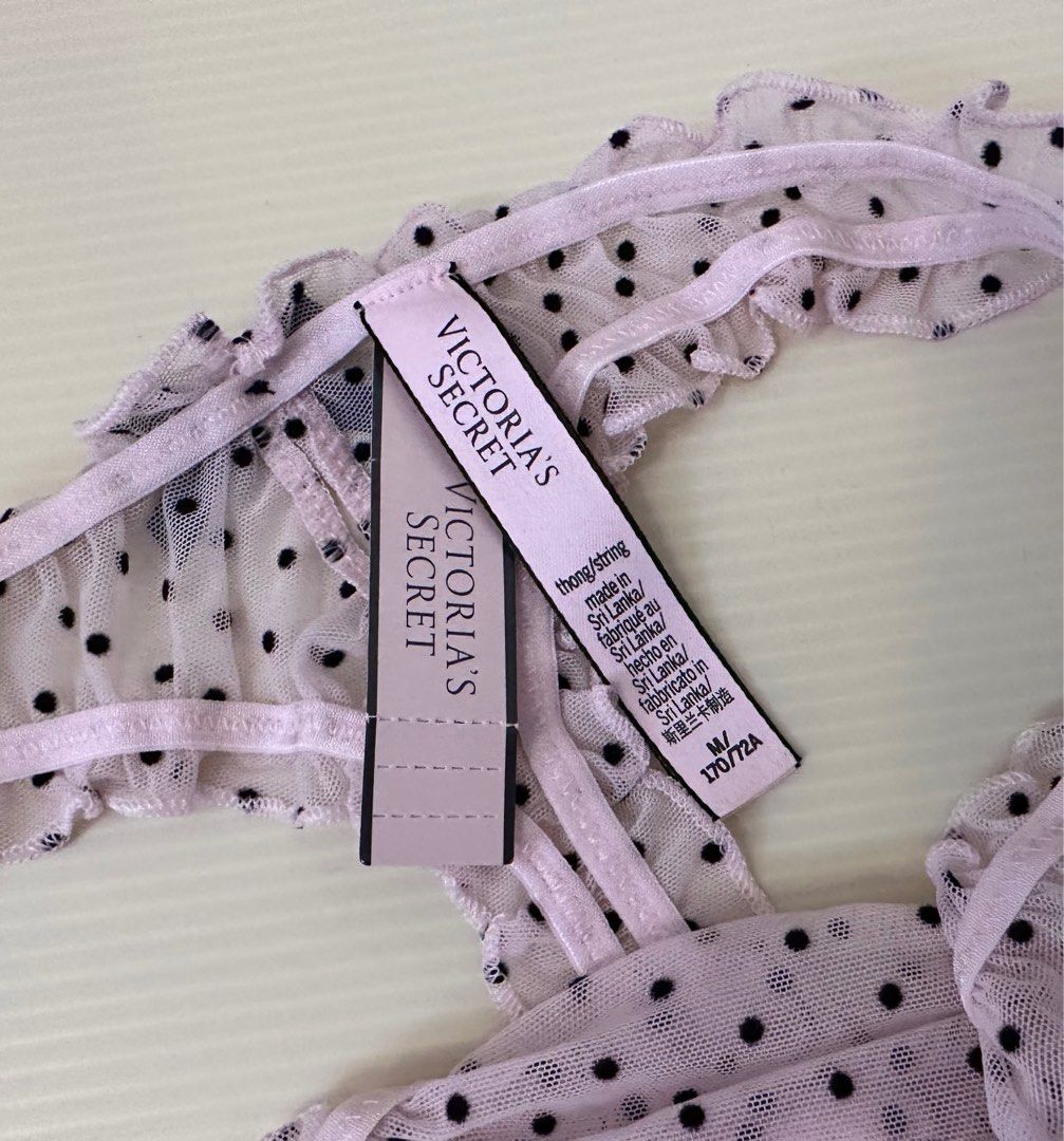 Victoria’s Secret See-Through Pocka Dots Thong Panty, Women's Fashion, New Undergarments ...