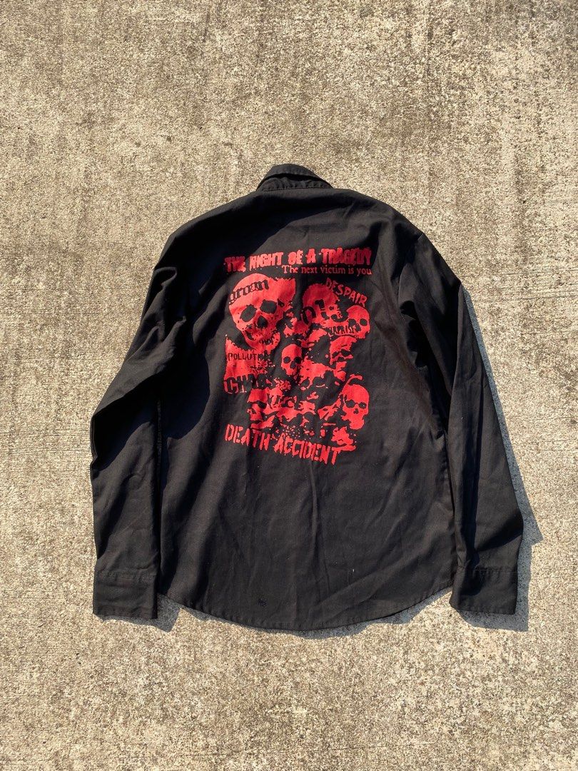 Vintage Lancia Punk Night of Tragedy Studded Skull Button Up, Men's ...