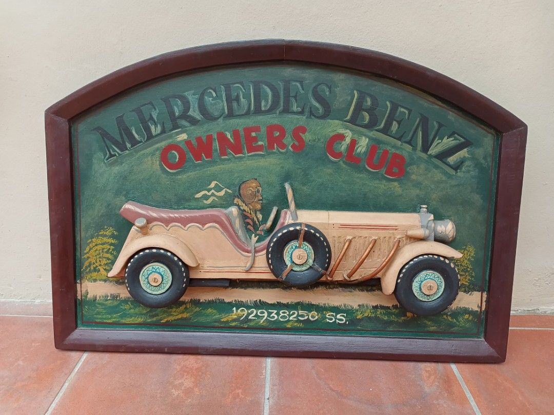 Vintage Mercedes Benz Owners Club Wooden Signboard, Furniture & Home ...