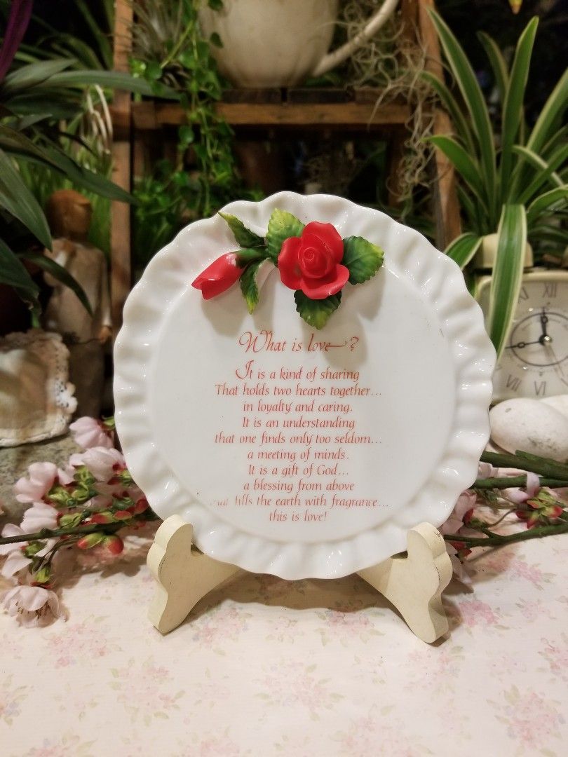 Vintage ~what is love ~plaque for home decor 13cm, Furniture & Home ...