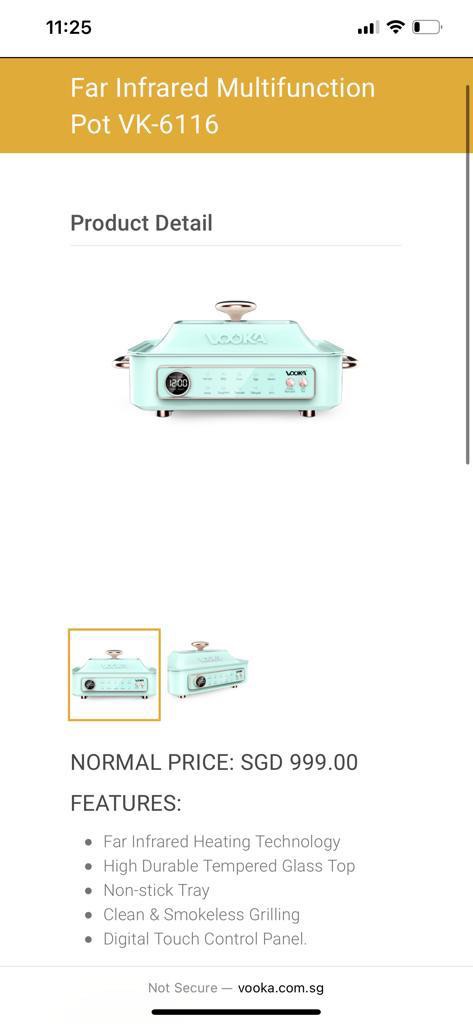 Vooka Far Infrared Multifunction Pot VK-6116, Furniture & Home Living ...