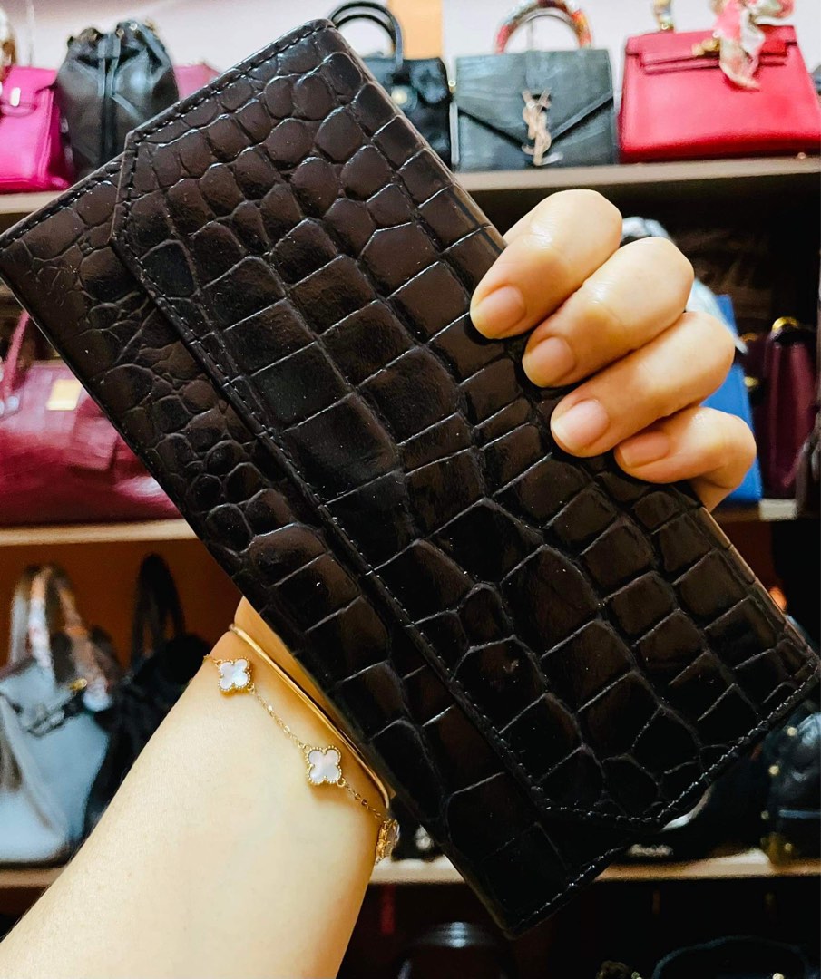 WALLET LONG CROCS SKIN, Women's Fashion, Bags & Wallets, Wallets & Card ...