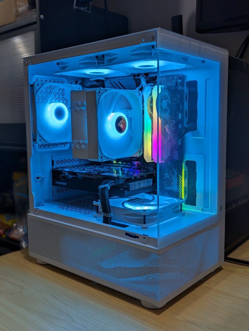 White Gaming PC System Unit Desktop Ryzen 5500 RX 6600 1TB M.2 16GB ...