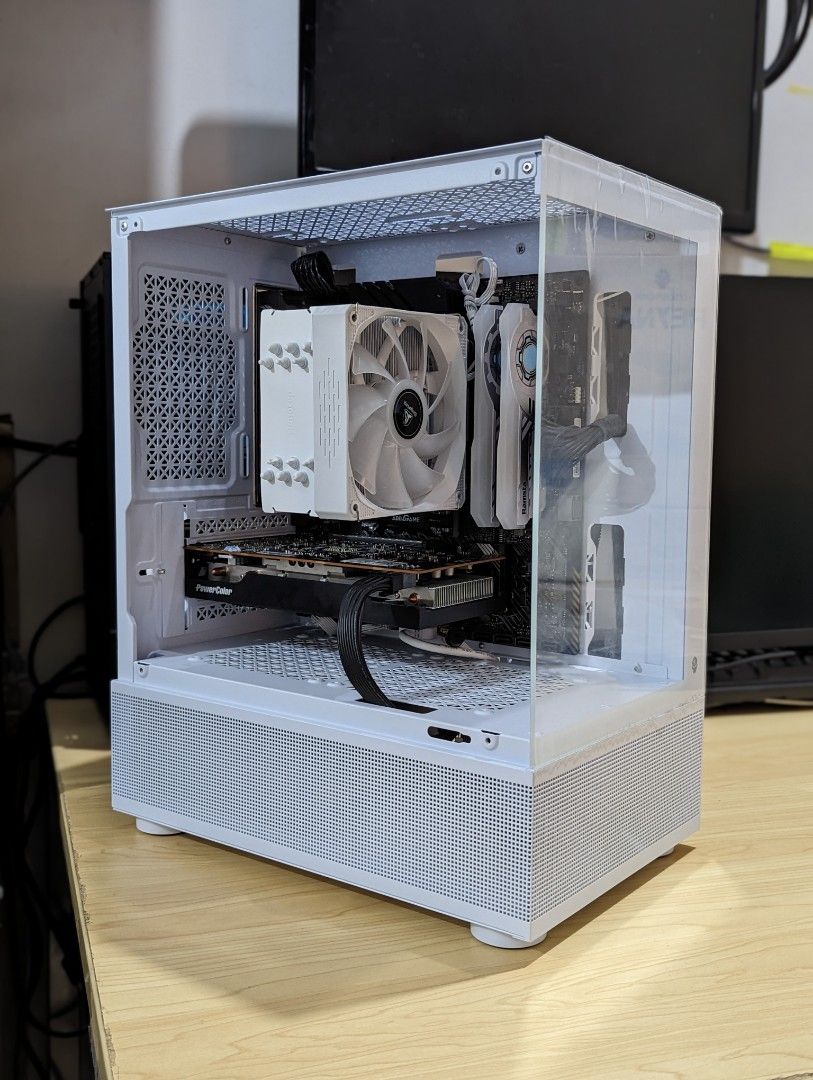 White Gaming PC System Unit Desktop Ryzen 5500 RX 6600 1TB M.2 16GB ...