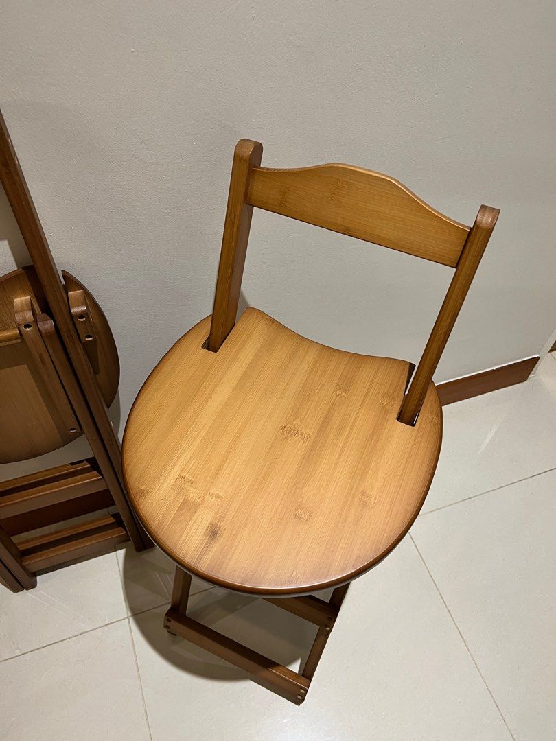 Wooden Bamboo High Chair/Bar Chair, Furniture & Home Living, Furniture ...