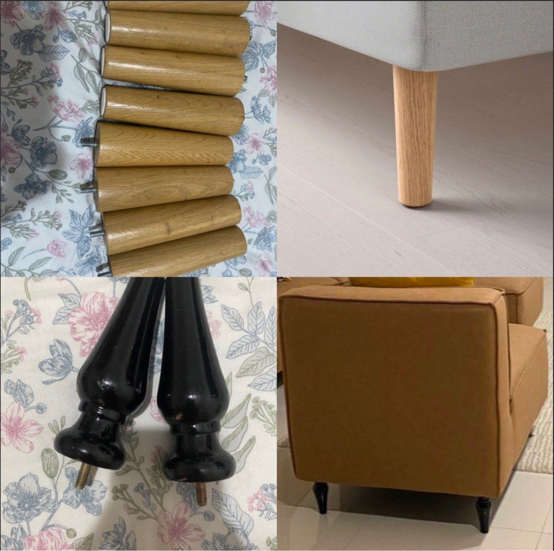 IKEA Wooden sofa leg height extensions @$8/piece, Black Bed table leg ...