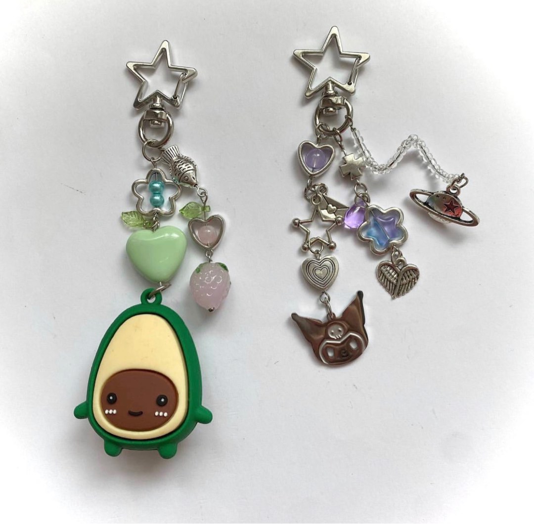 y2k beaded keychain acubi kuromi, Women's Fashion, Jewelry & Organisers ...