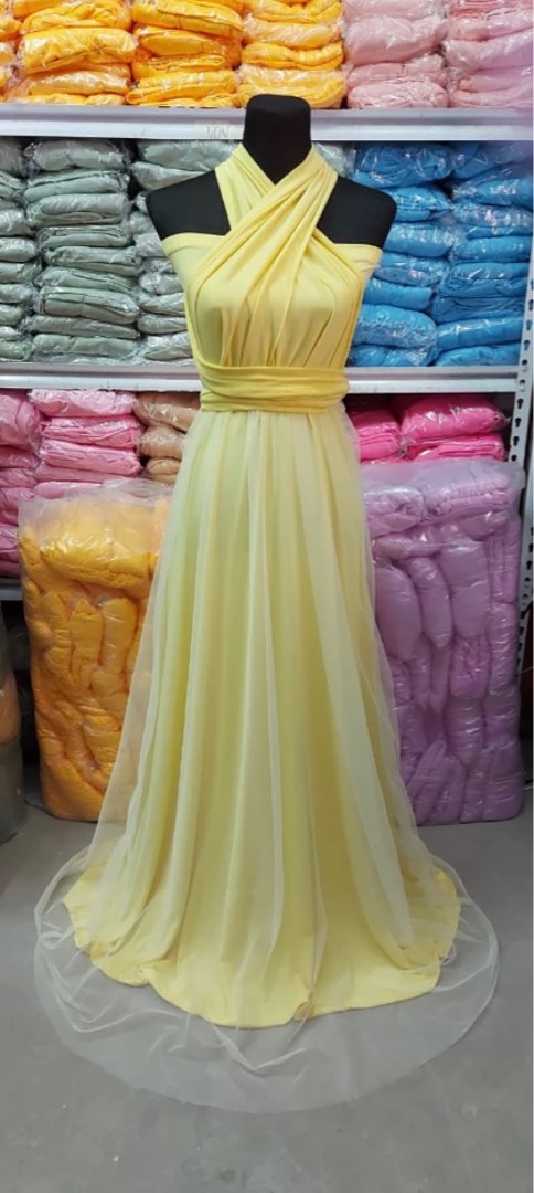 Yellow Infinity Dress with Tulle, Women's Fashion, Dresses & Sets ...