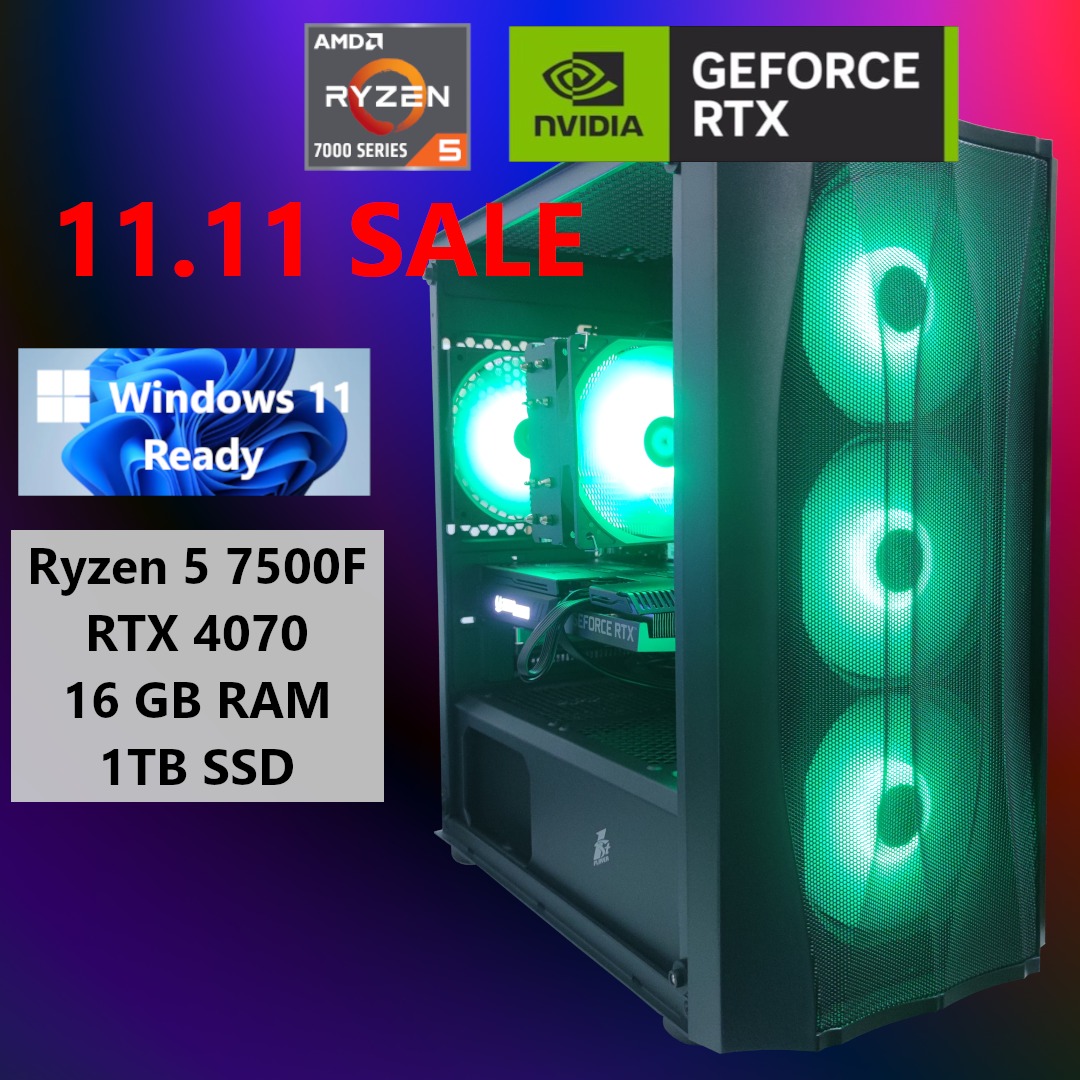 [11.11] RTX 4070 12GB Ryzen 5 7500F Budget Gaming Computer PC Custom PC ...