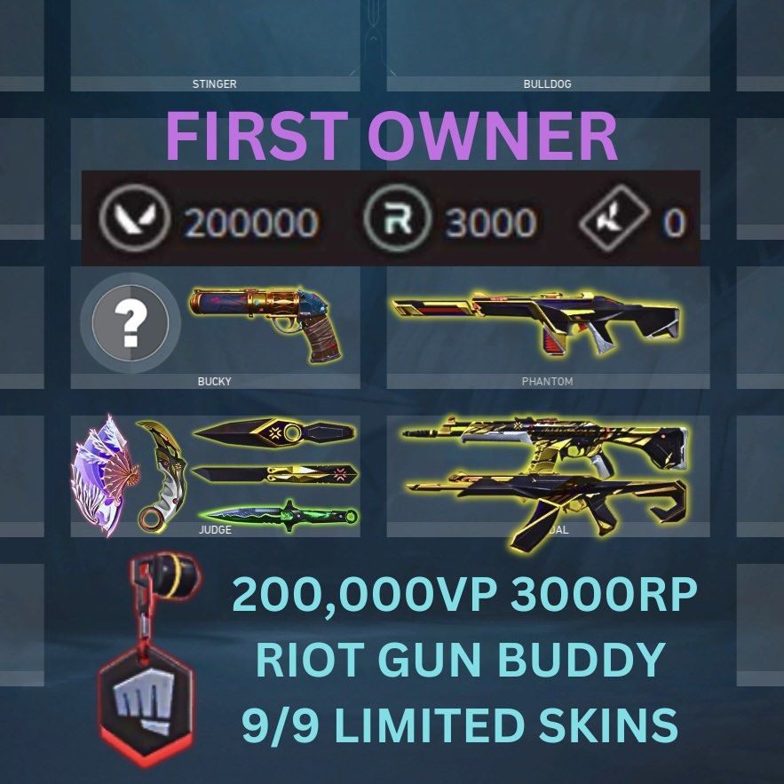 200,000VP + RIOT GUN BUDDY + ALL 9 LIMITED SKINS VCT CHAMPIONS 2021 ...