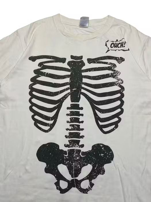2000s Skeleton Rave T-shirt, Fesyen Pria, Pakaian , Atasan di Carousell