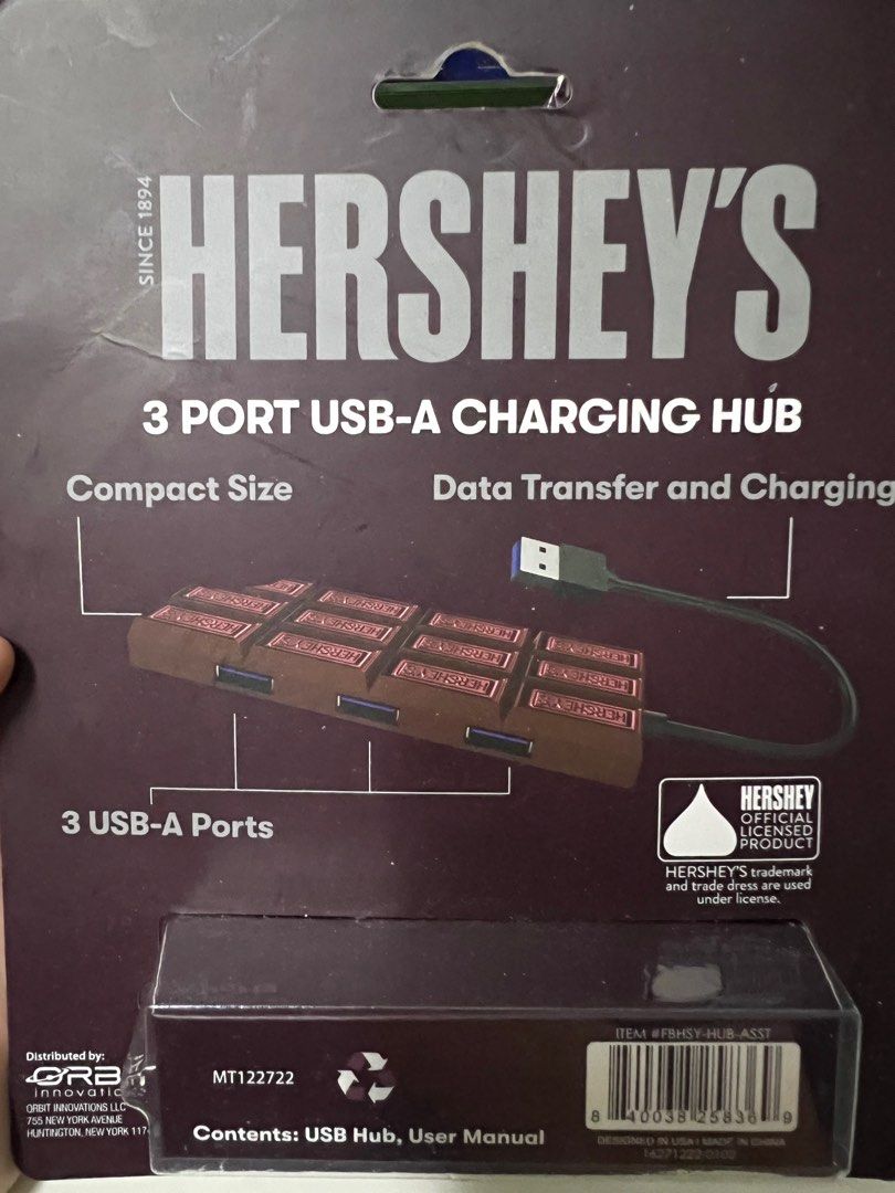 3 Port Charging Hub - Hershey’s Chocolate Bar, Computers & Tech, Parts & Accessories, Chargers ...