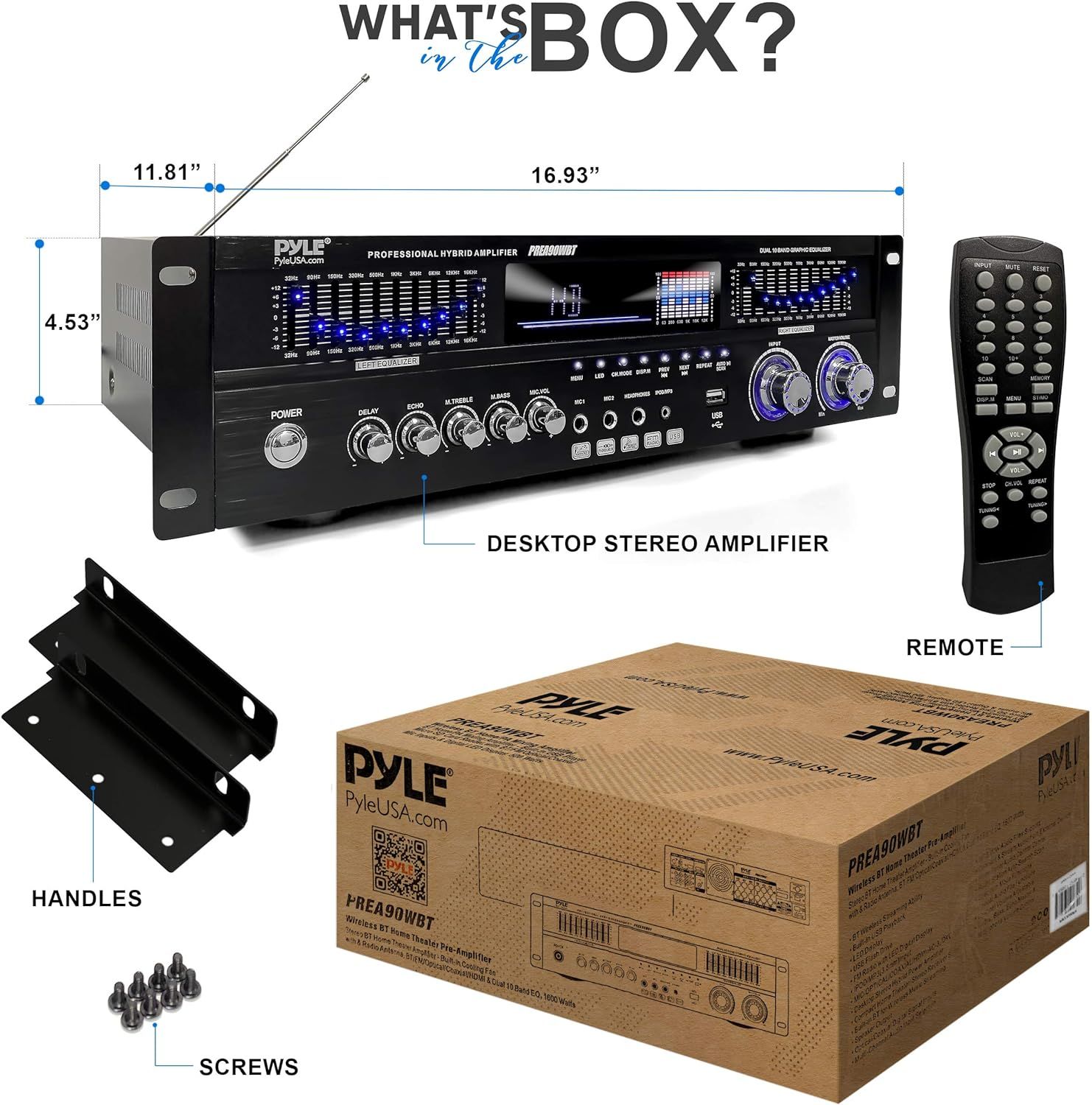 6-Channel Bluetooth Hybrid Home Amplifier - 1600W Home Audio Rack Mount ...