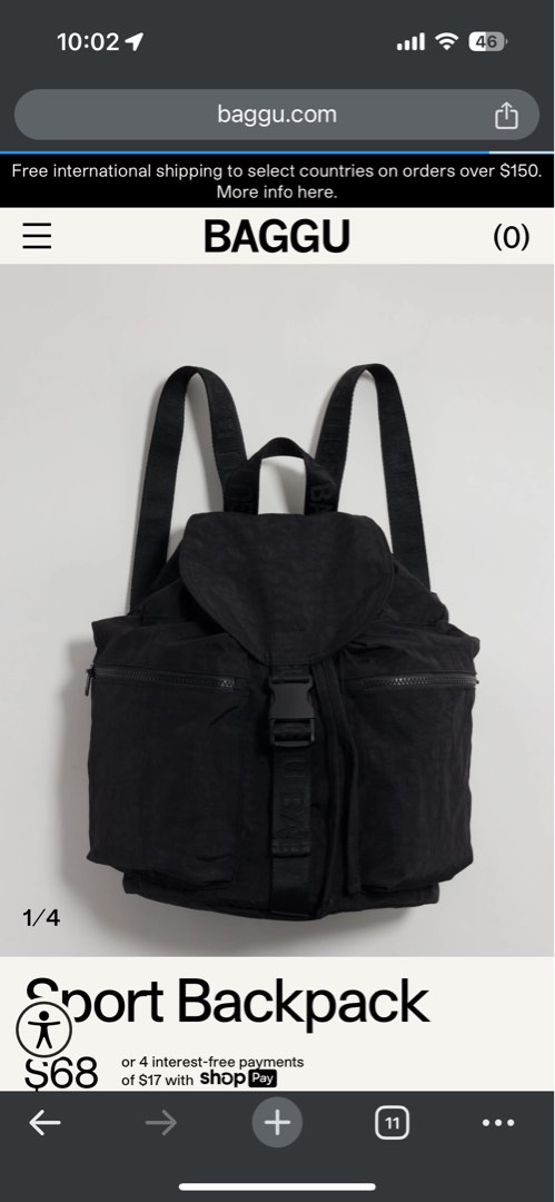 Baggu Sports Backpack (Black), Women's Fashion, Bags & Wallets ...