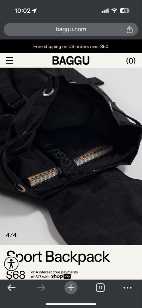 Baggu Sports Backpack (Black), Women's Fashion, Bags & Wallets ...