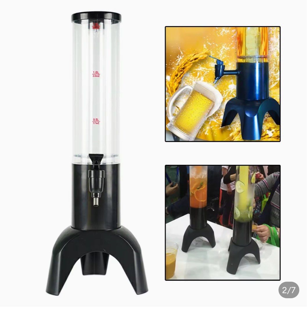 Beer or drinks tower dispenser for party, 3 litres, Furniture & Home ...