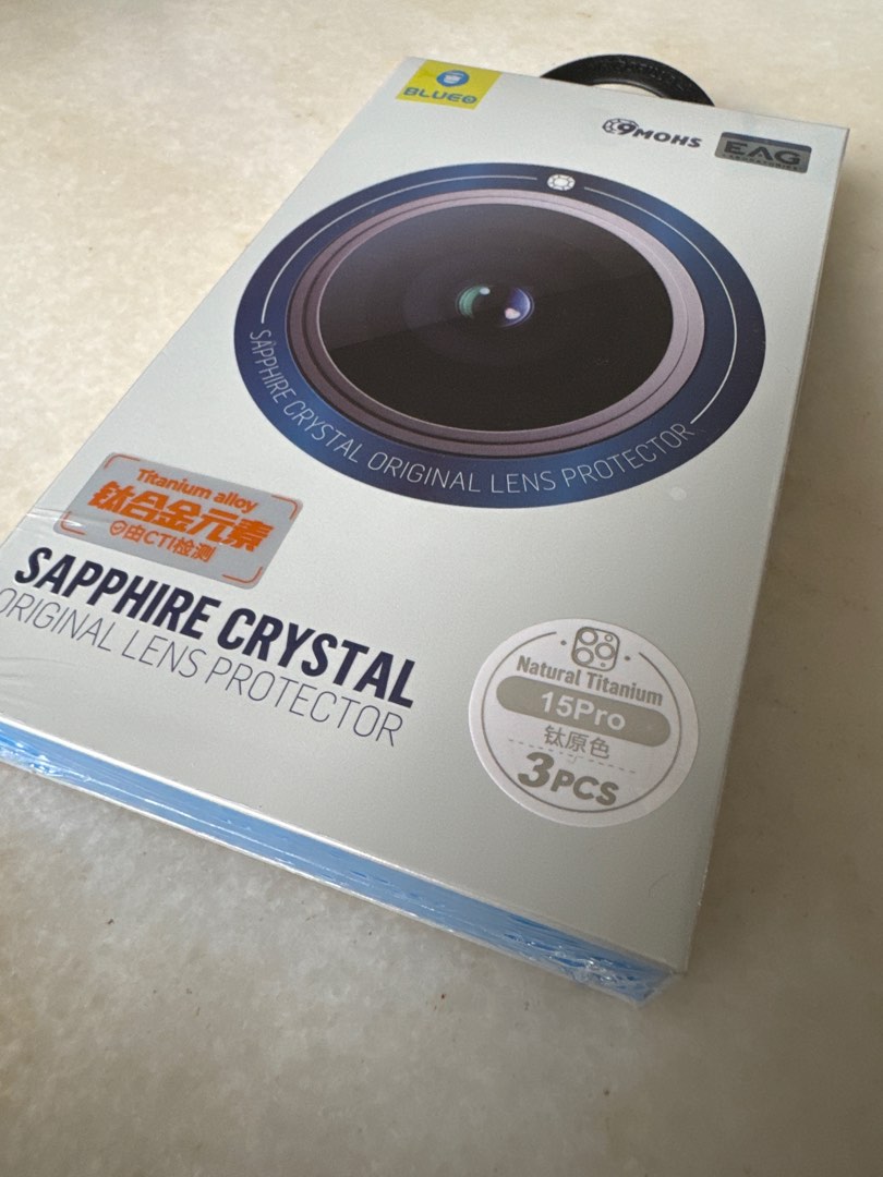 Blueo Sapphire Crystal Lens Protector - Natural Titanium for iPhone 15 ...