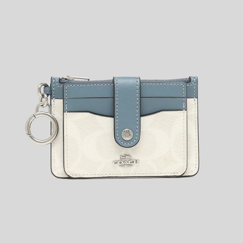 COACH Attachment Card Case In Signature Canvas Chalk Indigo C7398 BNT, Luxury, Bags & Wallets on ...