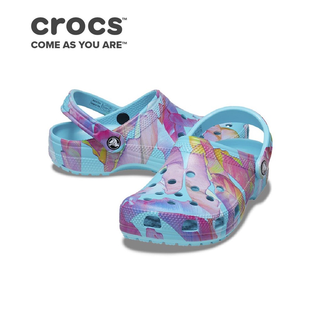 Crocs Classic Palm Print Clog in Neptune Multi, Women's Fashion ...