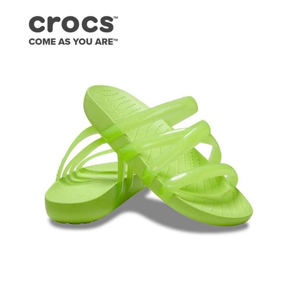 Crocs Women Splash Glossy Strappy (Neon Watermelon, Limeade), Women's ...