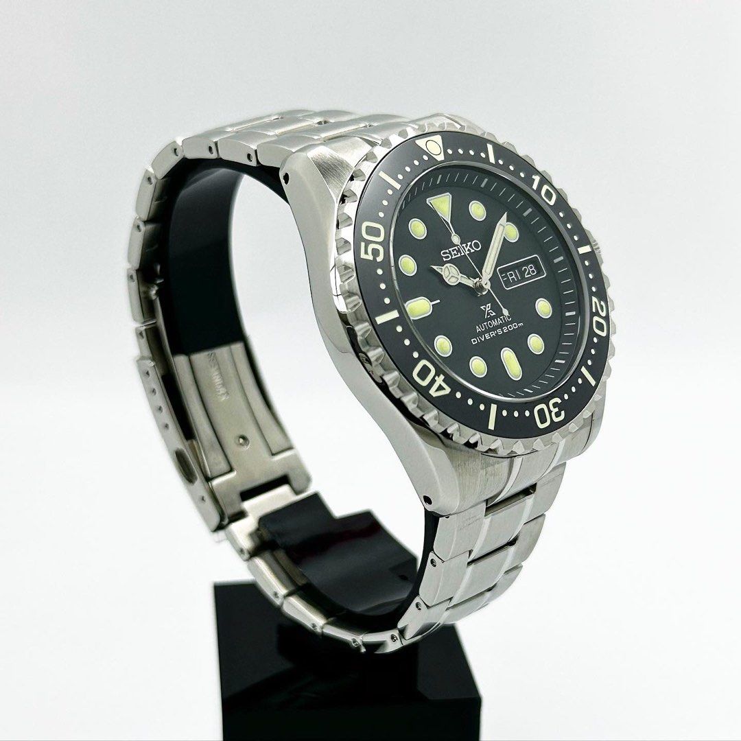 Custom Seiko Mod 44mm Black GS Diver w/ Lumed Bezel , Men's Fashion ...