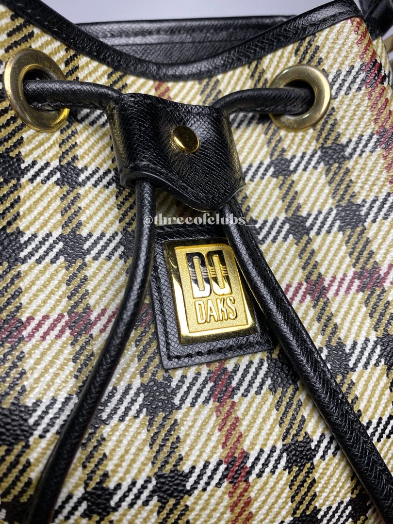 Daks Checkered Black Leather Bucket Sling Crossbody Bag, Luxury, Bags & Wallets on Carousell