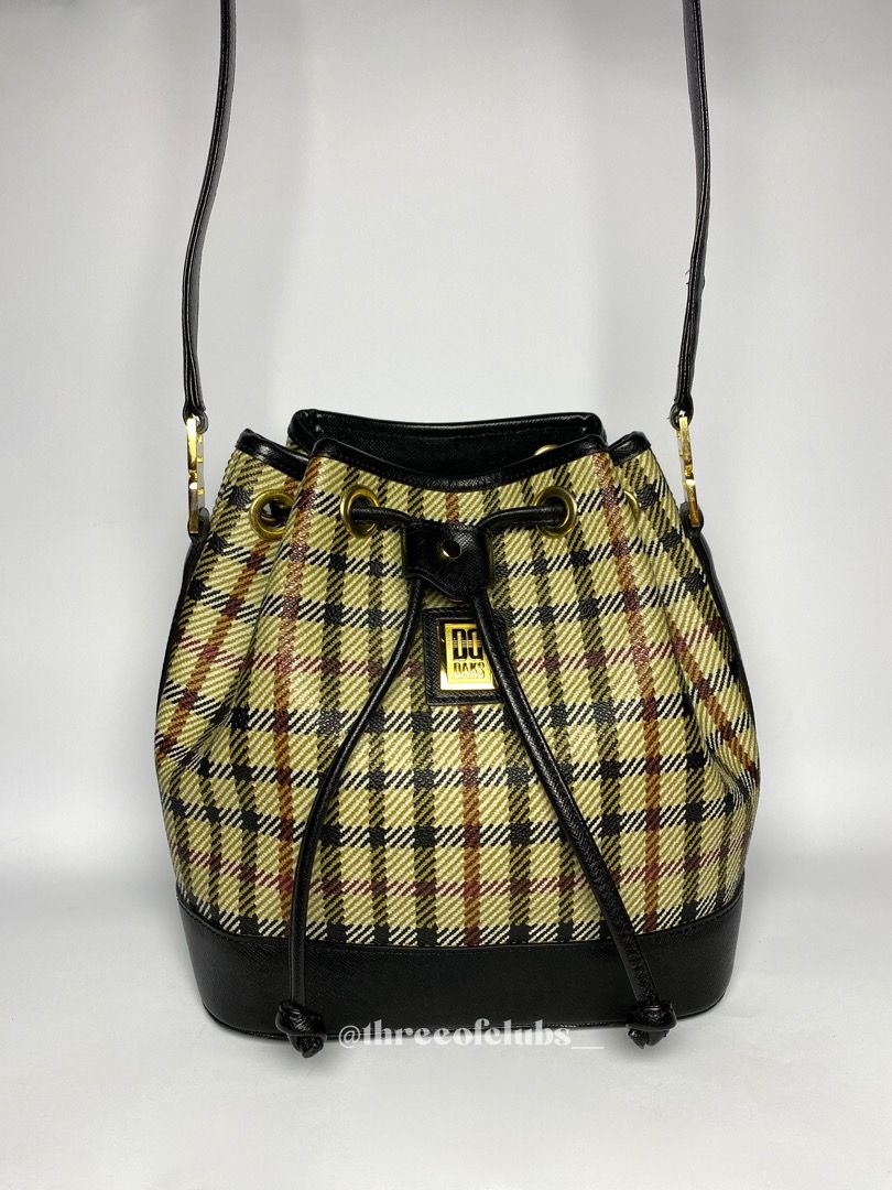 Daks Checkered Black Leather Bucket Sling Crossbody Bag, Luxury, Bags & Wallets on Carousell