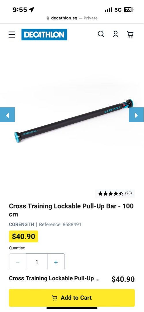 DECATHLON Cross Training Lockable Pull-Up Bar, Sports Equipment ...