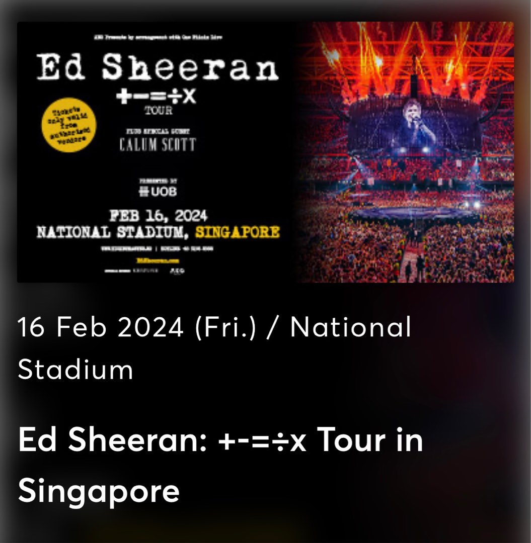 Ed Sheeran Concert Tickets, Tickets & Vouchers, Event Tickets on Carousell