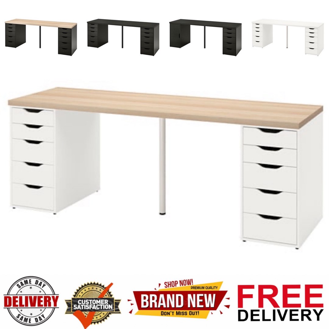 Gaming desk long desk Gamers desk ps4 Easy ikea alex desk upgrade Desk ...
