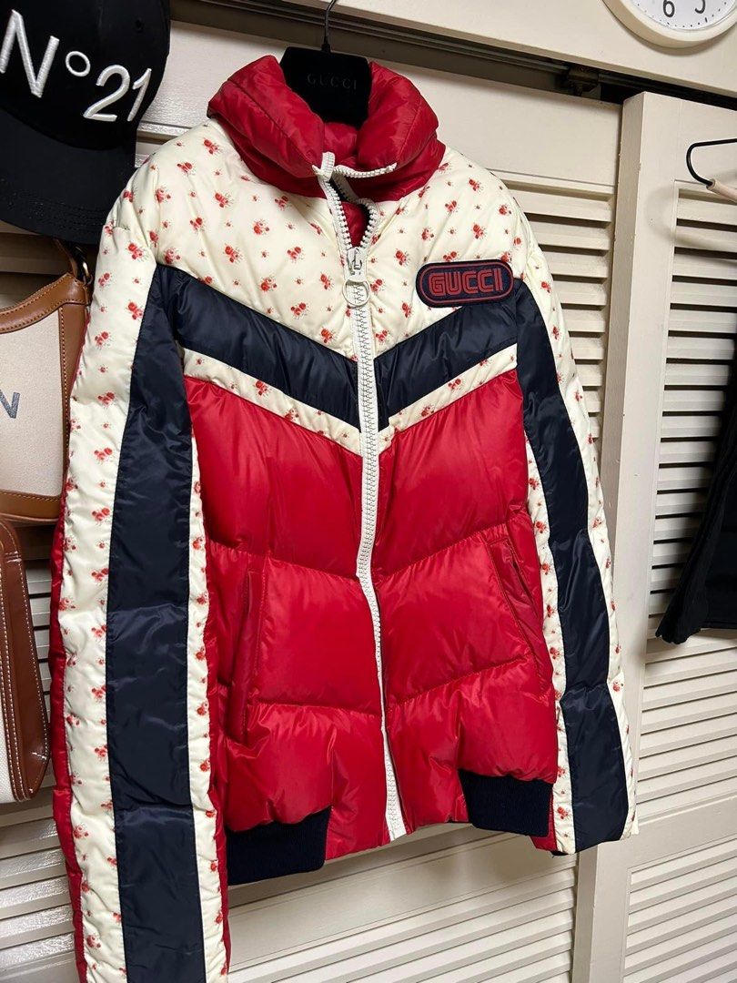 GUCCI FLORAL STRIPE PUFFER JACKET, Men's Fashion, Coats, Jackets and ...