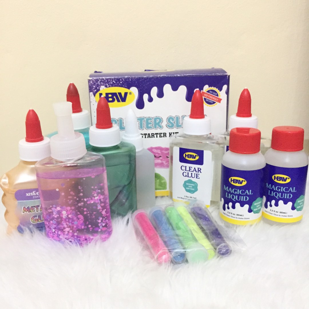 HBW Glitter Slime Starter Kit with XINGDA STATIONERY Metallic, Glow in ...