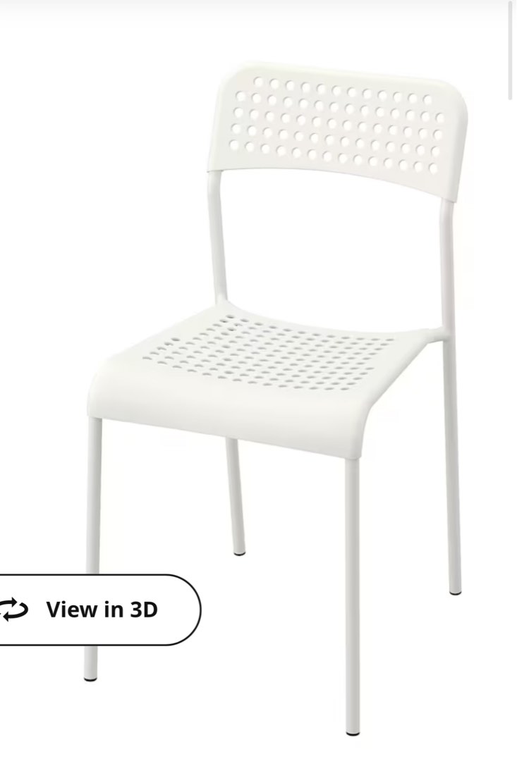 IKEA ADDE White Chair, Furniture & Home Living, Furniture, Chairs on ...