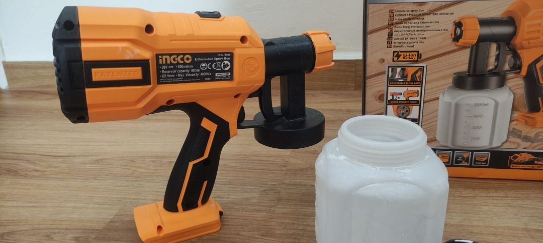 INGCO 20V LI-ION CORDLESS SPRAY GUN CSGLI2001 with battery and charger ...